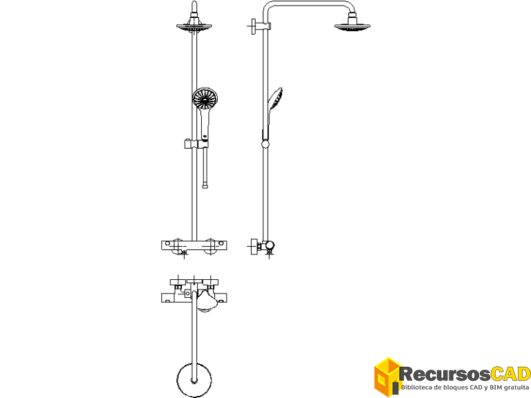 Bloques AutoCAD DWG de Grifos de Ducha y Baño - RecursosCAD