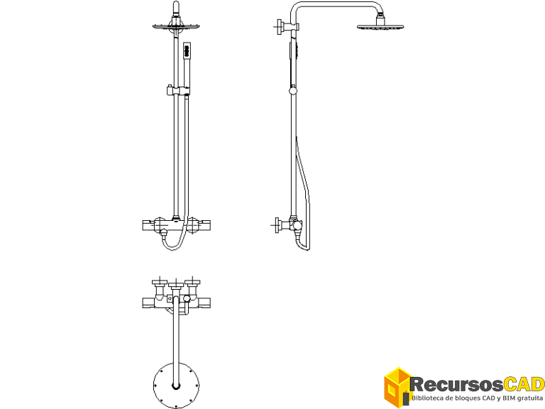 Bloques AutoCAD DWG de Grifos de Ducha y Baño - RecursosCAD