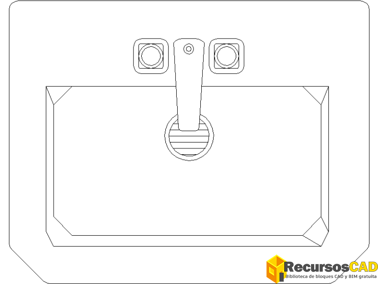 Bloques CAD de lavabos o lavamanos en vista superior o planta - RecursosCAD