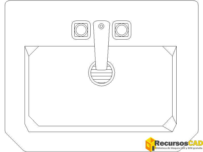 Bloques CAD de lavabos o lavamanos en vista superior o planta - RecursosCAD