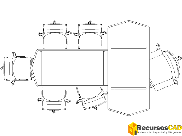 Bloque CAD mesa con dos sillas en DWG gratis