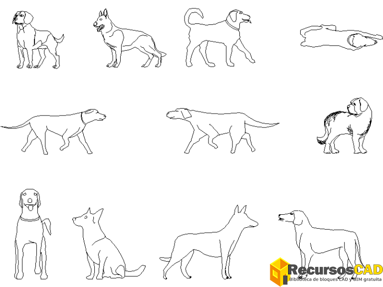 Bloques DWG de Perros en Alzado para AutoCAD 2D Gratis: Más de 25 Razas ...