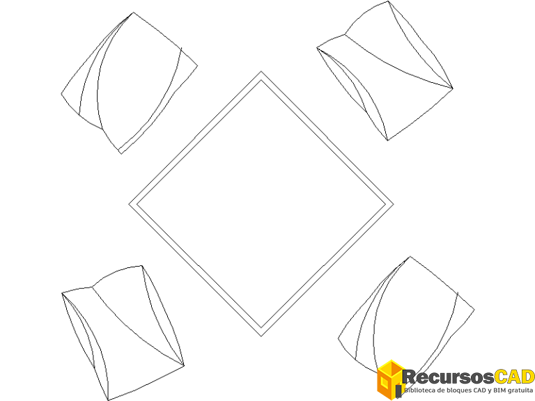 Bloque de Mobiliario de jardín o terraza en dwg - RecursosCAD