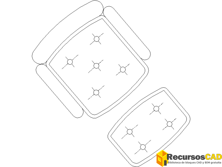 Bloque de Mobiliario de jardín o terraza en dwg - RecursosCAD