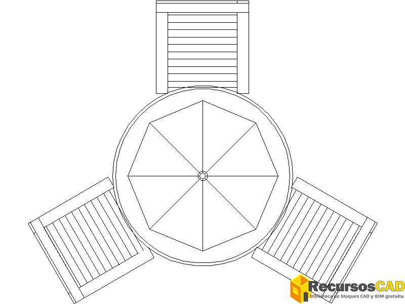 Bloque de Mobiliario de jardín o terraza en dwg - RecursosCAD