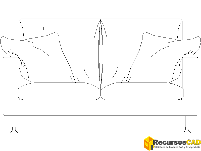 Bloques AutoCAD de sofás en planta y alzado dwg CAD blocks - RecursosCAD