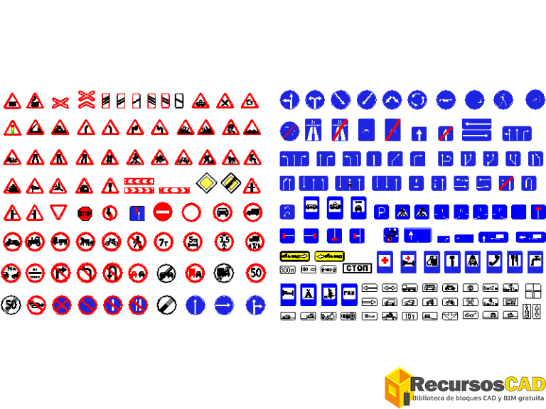 Bloques CAD de Iconos, Leyendas, Logos y Señales en DWG - RecursosCAD