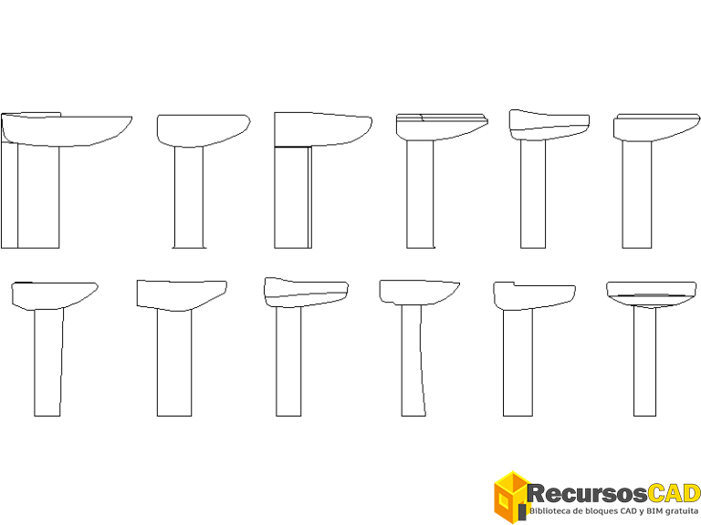 Bloques CAD Sanitarios Lavabos, Inodoros, Tinas y Accesorios