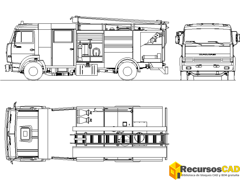 Bloque DWG de Camiones de Bomberos en Formato AutoCAD - RecursosCAD