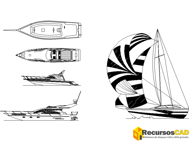 Bloques DWG de Buque de Carga, Barcos y Submarinos para AutoCAD Gratis - RecursosCAD
