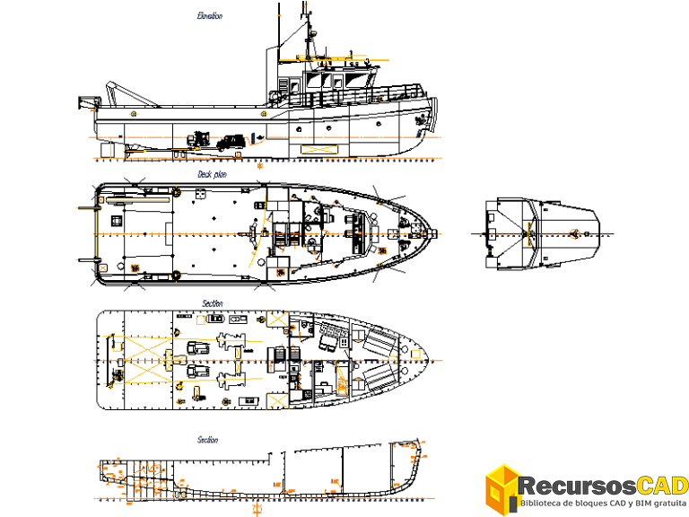 Bloques DWG de Buque de Carga, Barcos y Submarinos para AutoCAD Gratis - RecursosCAD