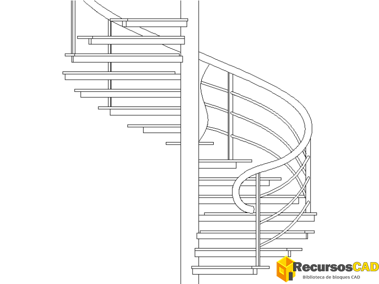 Bloques CAD: Escaleras circular o curva vista en planta - RecursosCAD