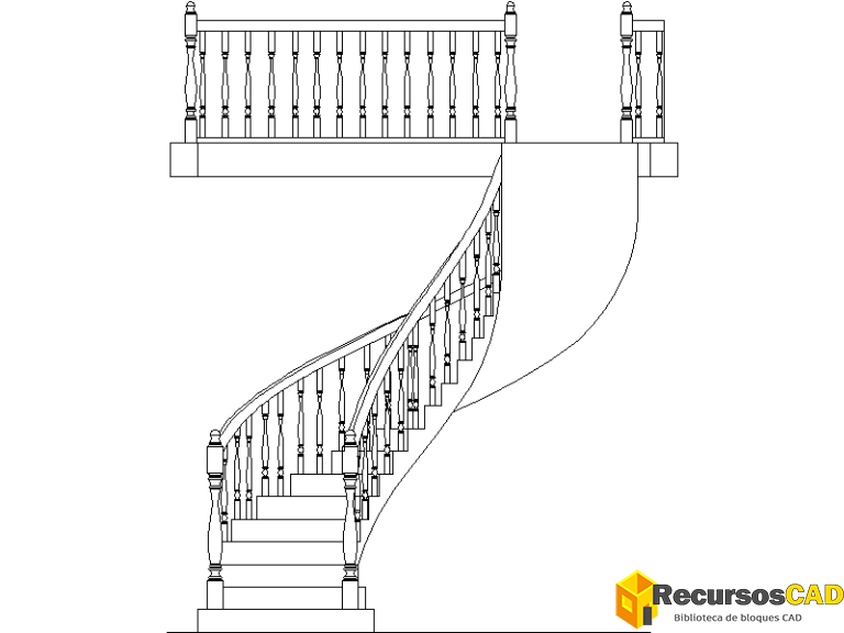 Bloques CAD: Escaleras escaleras dos tramos en U en planta - RecursosCAD