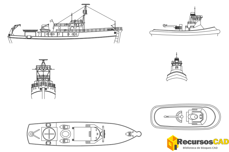 Bloques DWG de Buque de Carga, Barcos y Submarinos para AutoCAD Gratis - RecursosCAD