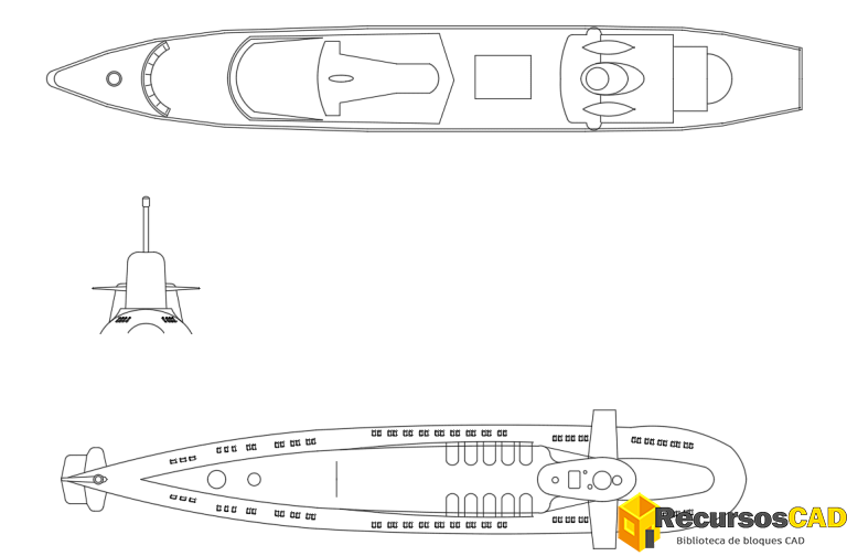 Bloques DWG de Buque de Carga, Barcos y Submarinos para AutoCAD Gratis - RecursosCAD