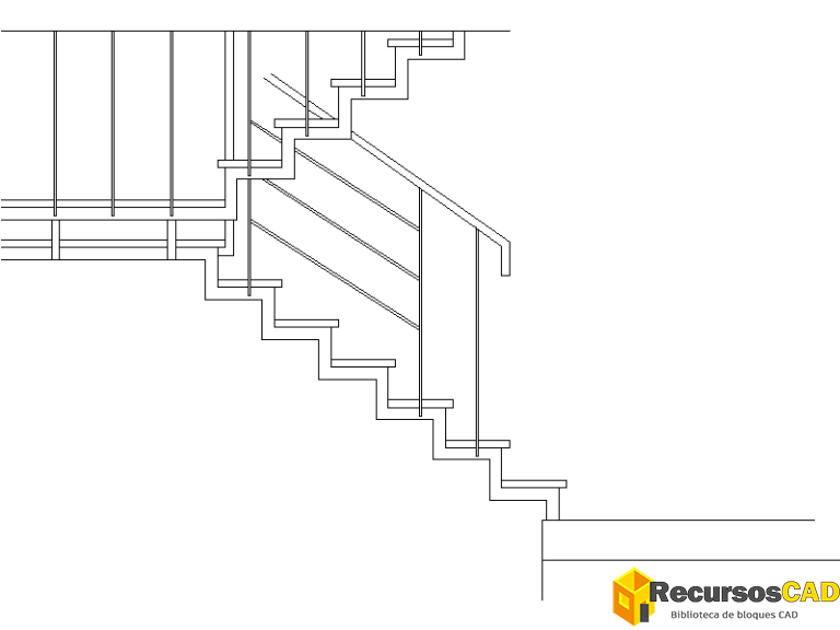 Bloques CAD de escalera metalica estructura en DWG editable