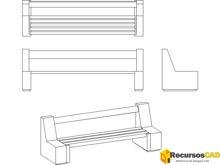 Bloques DWG Mobiliario Urbano Banco de Calle o Exterior 2D Gratis ...