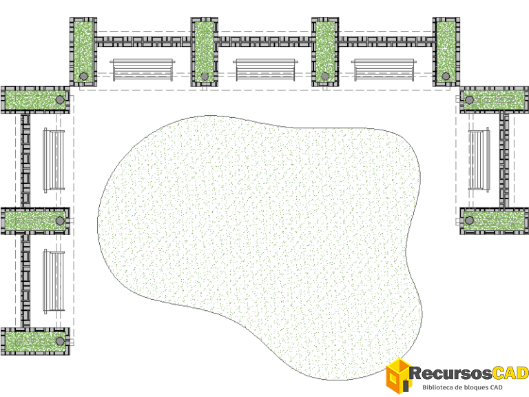 Plaza urbana CAD – Descarga bloque DWG gratis