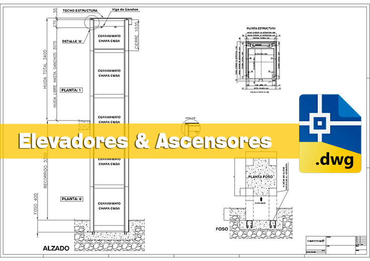 Bloques DWG de elevadores y ascensores en AutoCAD 2D gratis - RecursosCAD