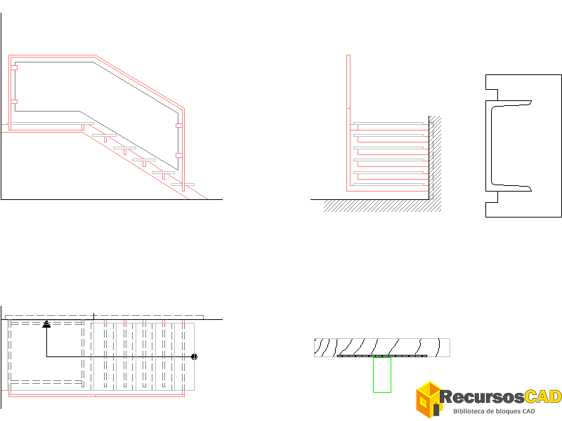 Descarga Bloques DWG: Desarrollo de Detalles de Escaleras en Plantas y ...