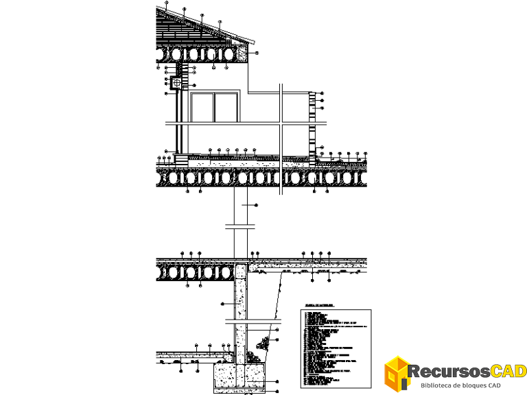 Bloques DWG de Detalles Constructivos: Sección Terraza sobre Garaje ...
