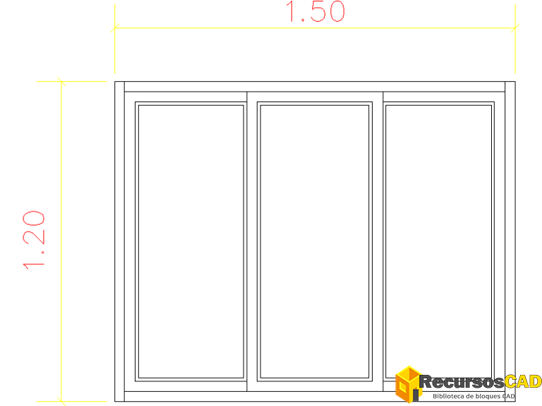 Bloques DWG de Ventana Corredera en Vista Frontal y Alzado para AutoCAD ...