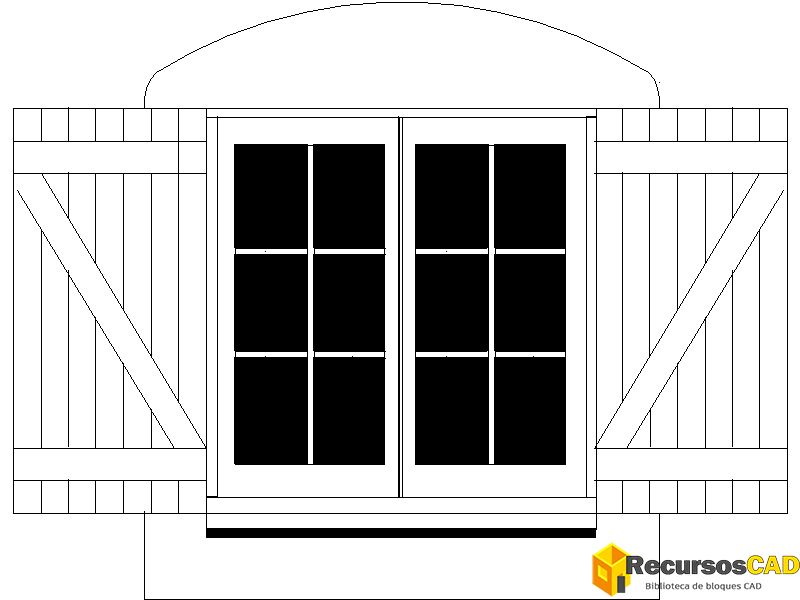 Bloques DWG de Ventana de Madera Antigua en Vista Frontal y Alzado para ...