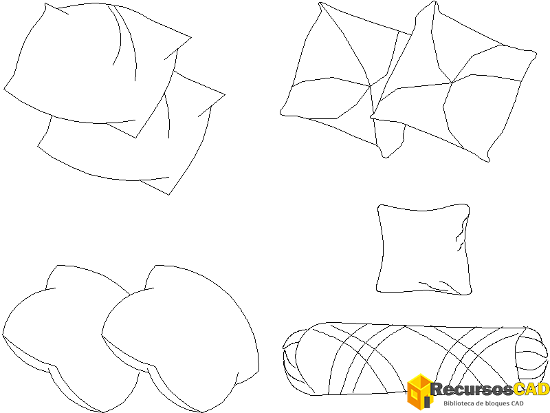 Bloques DWG de Cojines y Almohadas de Diferentes Tamaños para AutoCAD ...