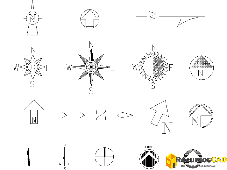 Descargar Rosas de los Vientos DWG Gratis para AutoCAD 2D - RecursosCAD