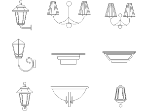 Bloques DWG de Lámparas de Pared y Apliques Armados Gratis para AutoCAD ...