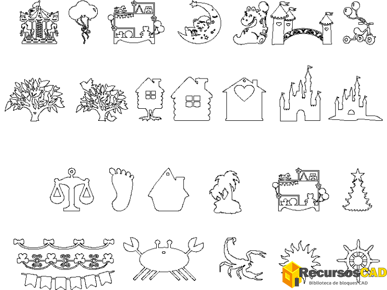 Bloques CAD de Iconos, Leyendas, Logos y Señales en DWG - RecursosCAD
