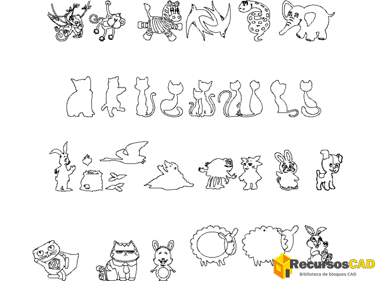 Descarga Bloques DWG de Gato Divertido: Dibujos Animados Gratis para ...