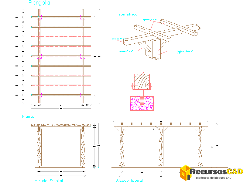 Descarga Bloques DWG de Pérgolas para Diseños de Jardín y Terraza ...