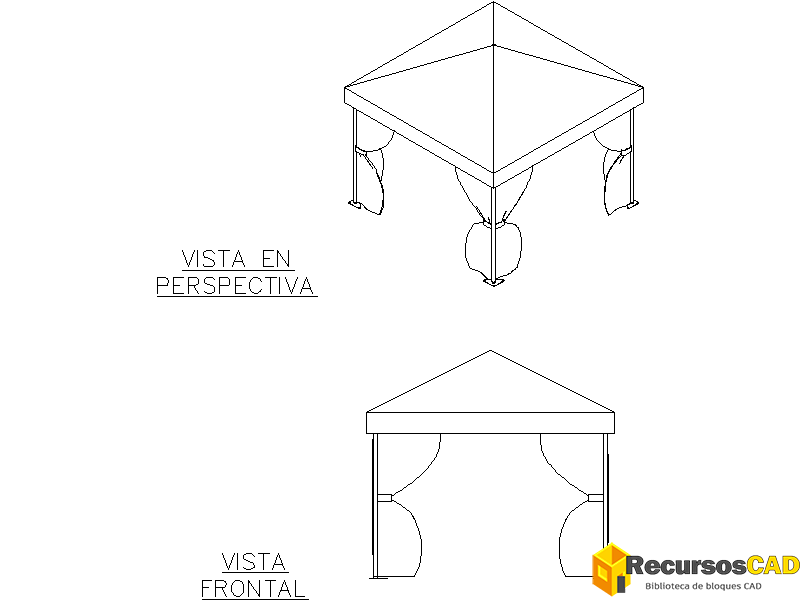 Descarga Bloques DWG de Carpas y Gazebos para Jardines en AutoCAD 2D ...