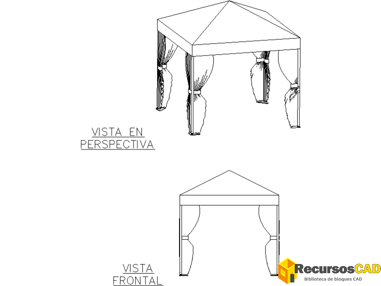 Descarga Bloques DWG de Carpas y Gazebos para Jardines en AutoCAD 2D ...