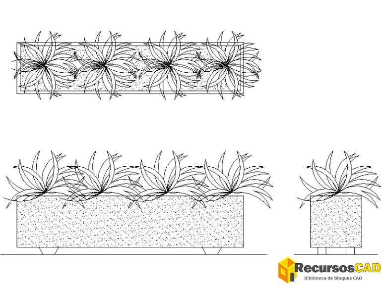 Bloques DWG de Maceteros Largos para Diseños en AutoCAD 2D Gratis ...