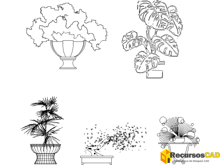 Bloques DWG de Árboles, Plantas y Arbustos en Vistas Planta y Alzado ...
