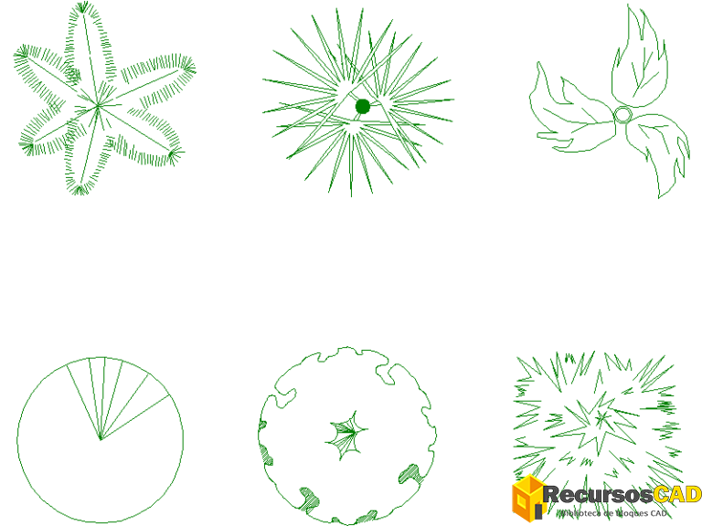 elementos naturales verdes AutoCAD DWG gratis