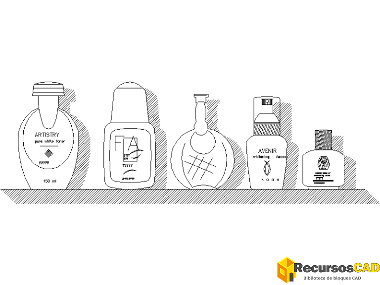 Bloques DWG de Perfumes para en AutoCAD 2D Gratis - RecursosCAD