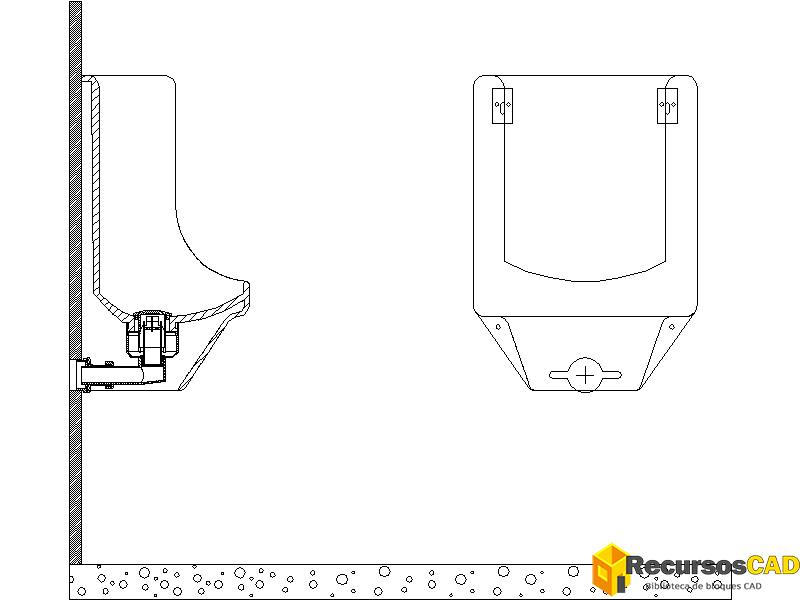 Bloques AutoCAD DWG de Urinarios: Descarga Gratis Vista Frontal ...