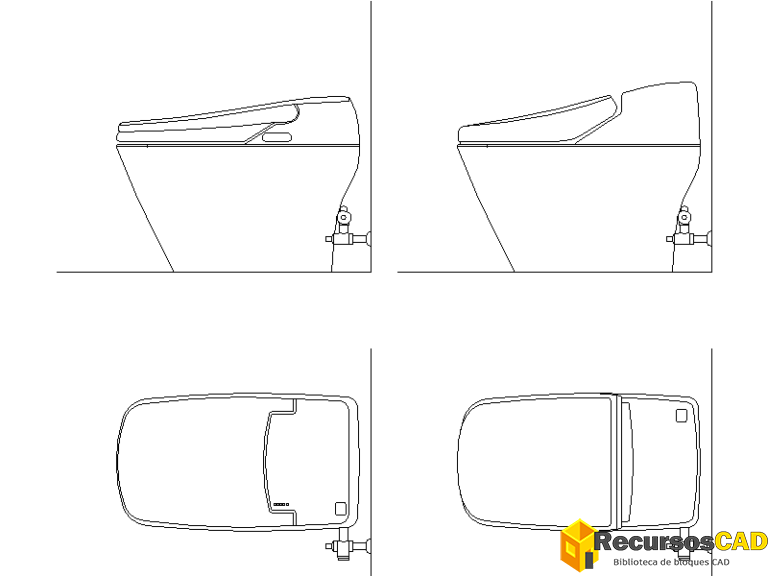 Bloques AutoCAD DWG Inodoro y bidé automáticos - Vista Planta y Alzado ...