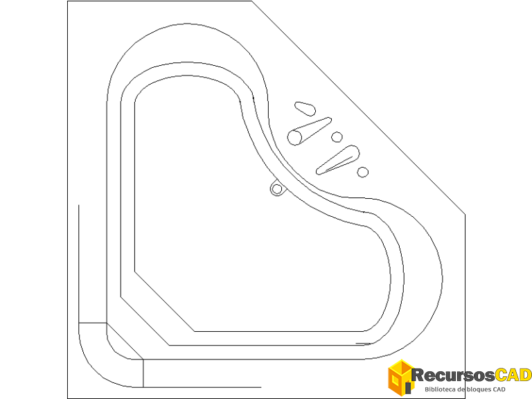 Bloques CAD Jacuzzi para esquinas vista superior o en planta en formato ...